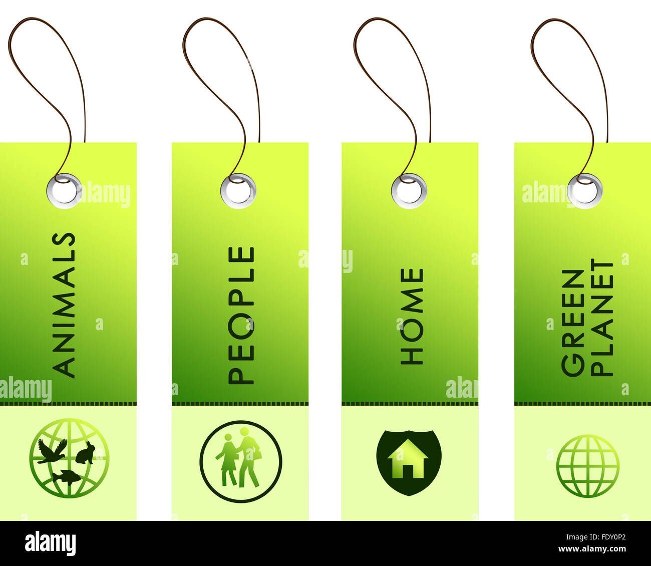 Light green tags with inscriptions dedicated to protecting the ...