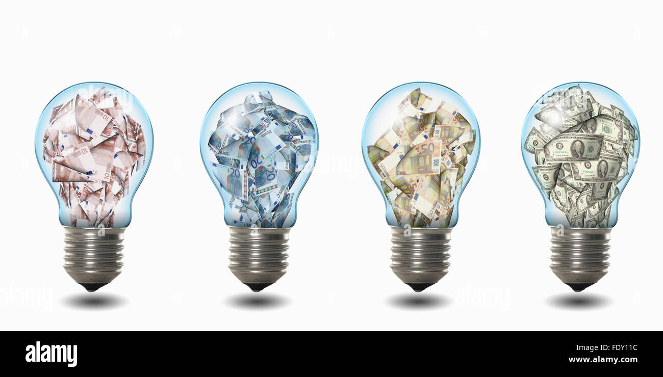 Light bulb money business Cut Out Stock Images & Pictures - Alamy