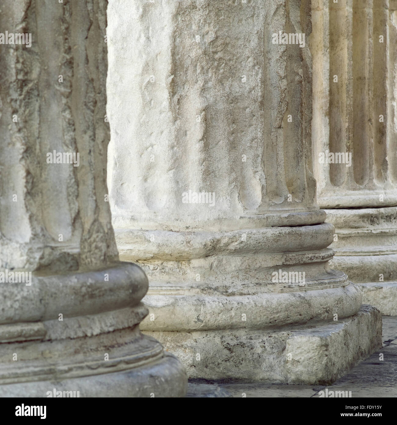 Base of Roman columns. Roman temple. Nimes, southern France Stock Photo ...