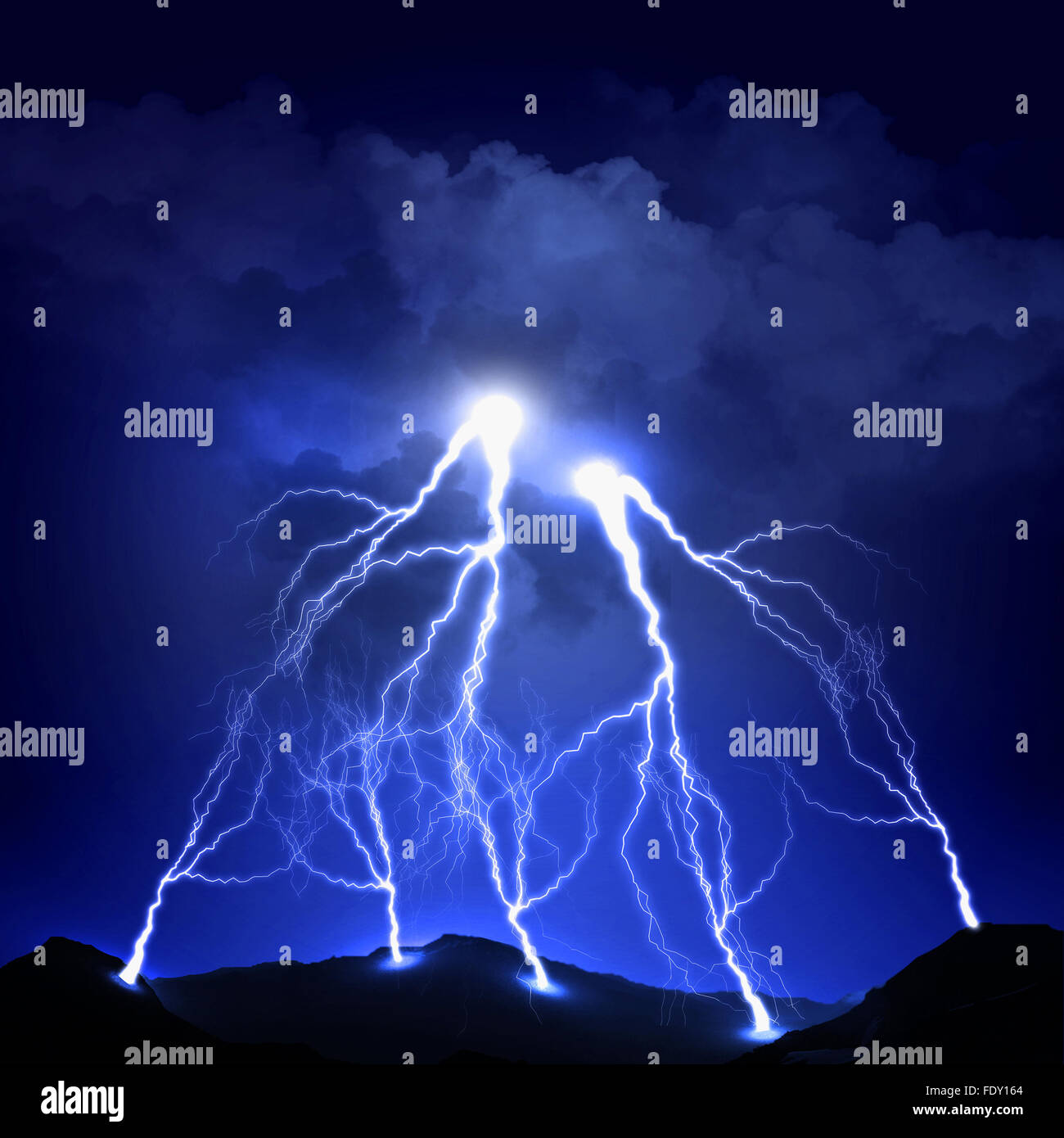 image of lightning on a dark blue background Stock Photo - Alamy