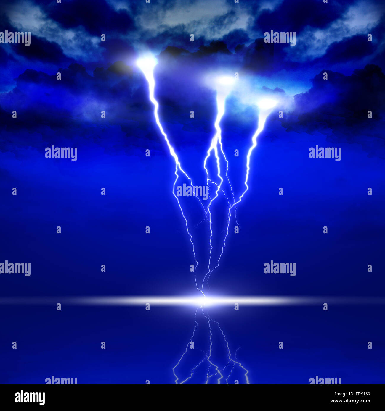 image of lightning on a dark blue background Stock Photo - Alamy