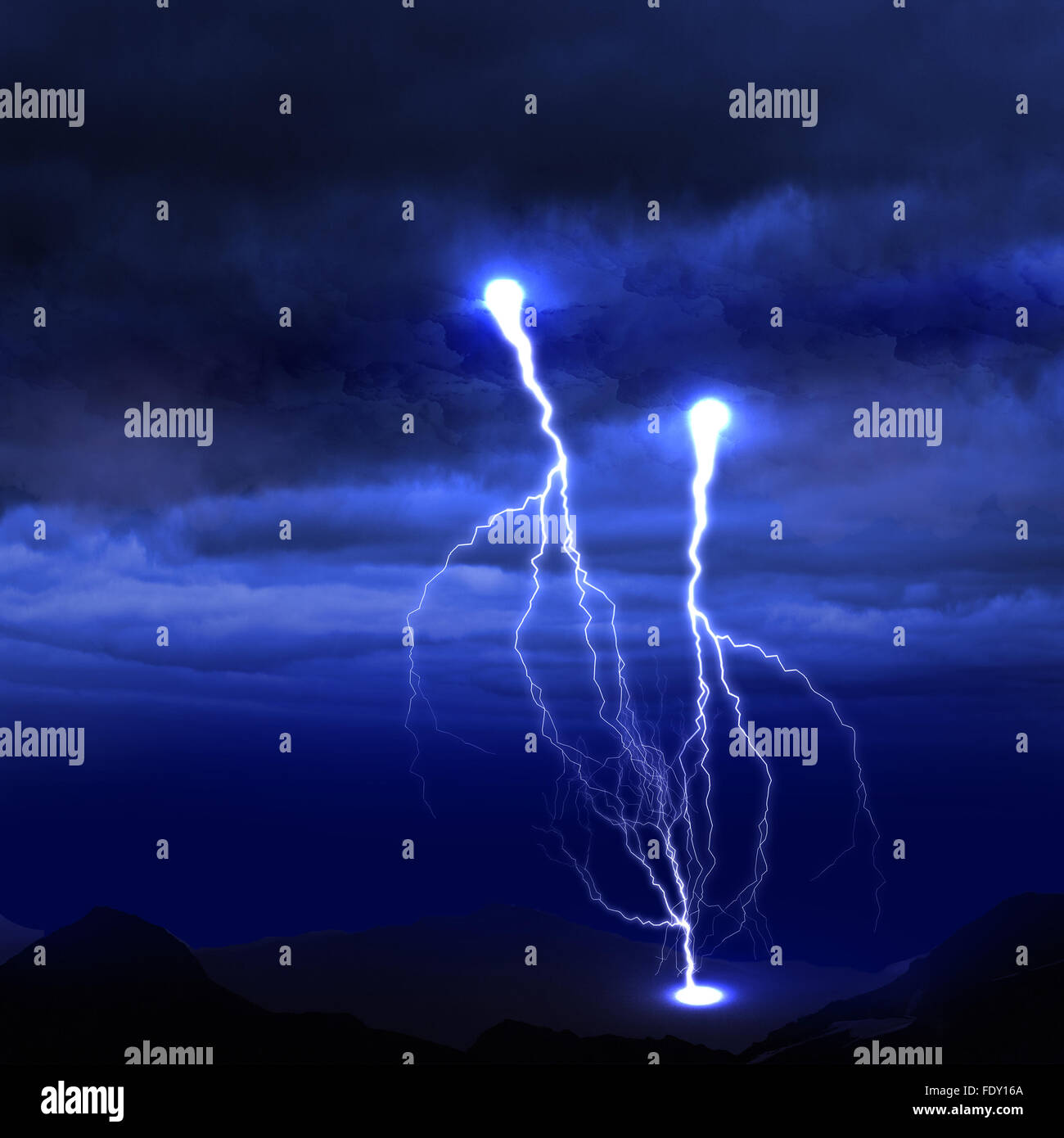 image of lightning on a dark blue background Stock Photo - Alamy