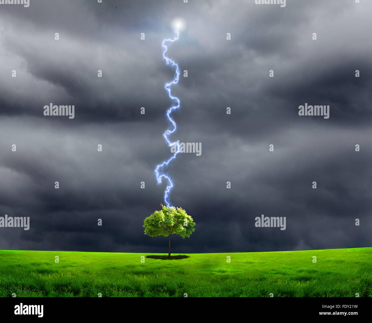 nature landscape with thunderstorm and lighting on the background Stock ...