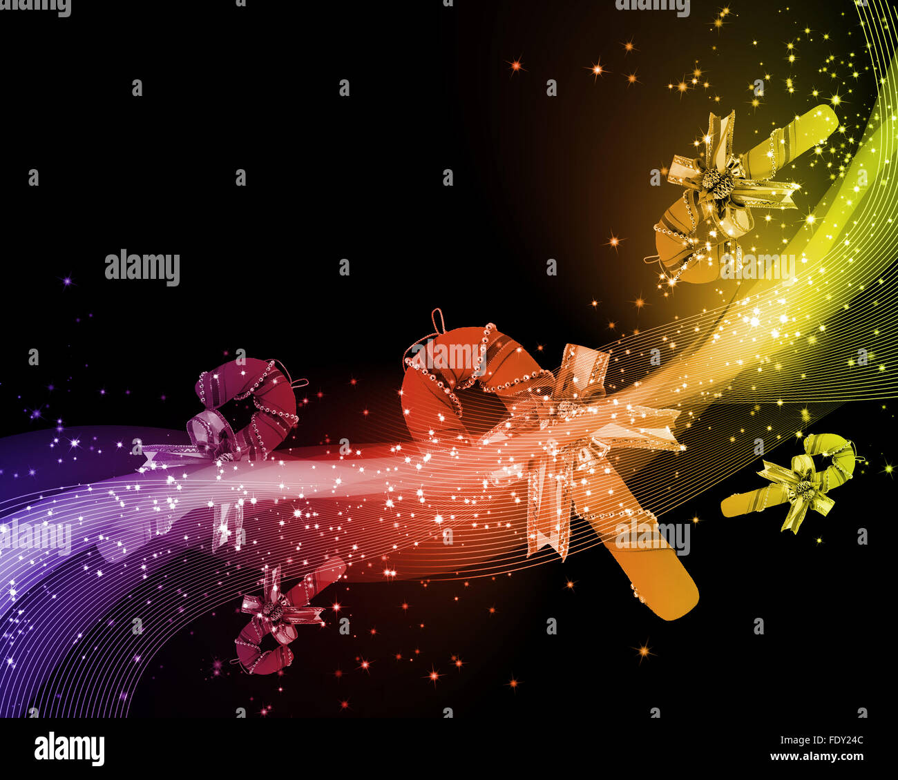 Black background with traditional Christmas decoration symbols Stock ...