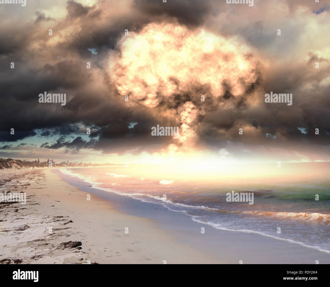 Nuclear explosion in an outdoor setting. Symbol of environmental ...