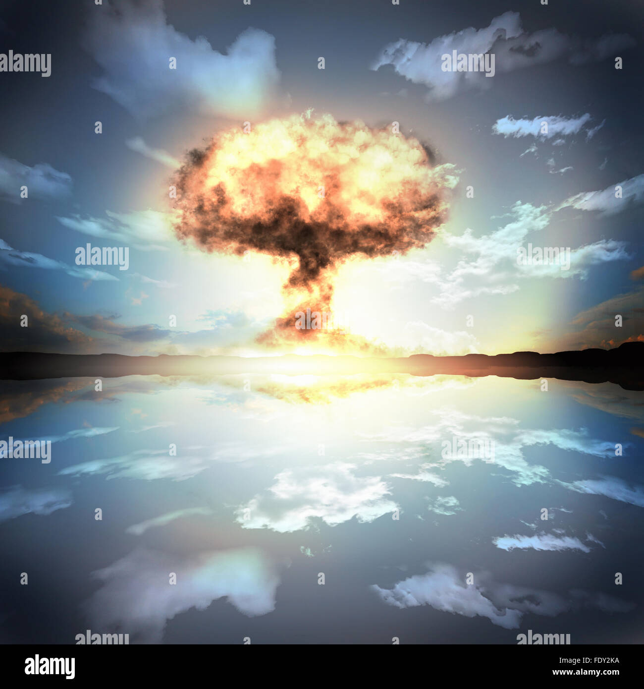 Nuclear explosion in an outdoor setting. Symbol of environmental ...