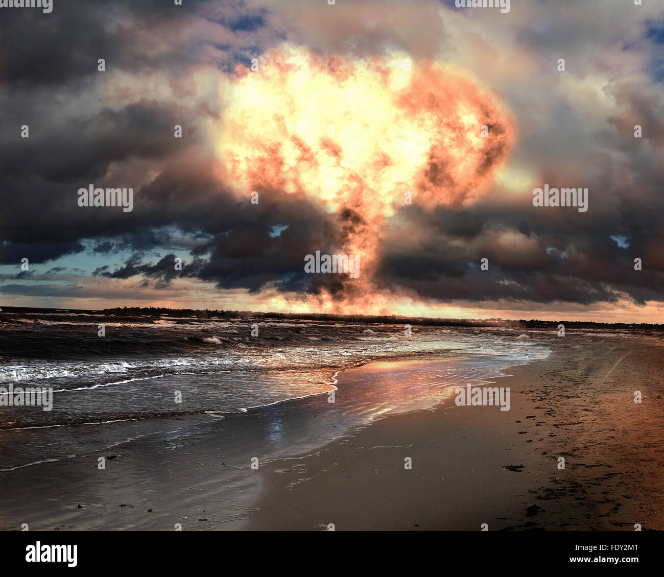 Nuclear explosion in an outdoor setting. Symbol of environmental ...