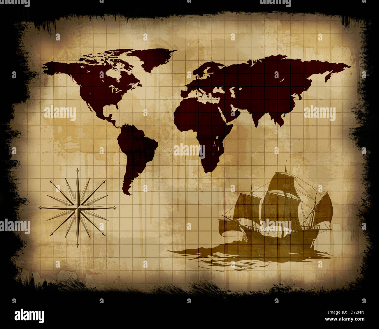 Image of an old paper world map Stock Photo - Alamy