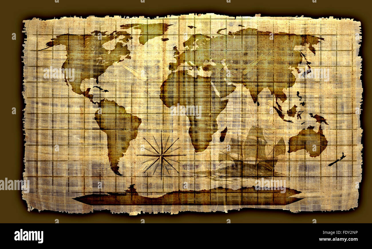 Image of an old paper world map Stock Photo - Alamy