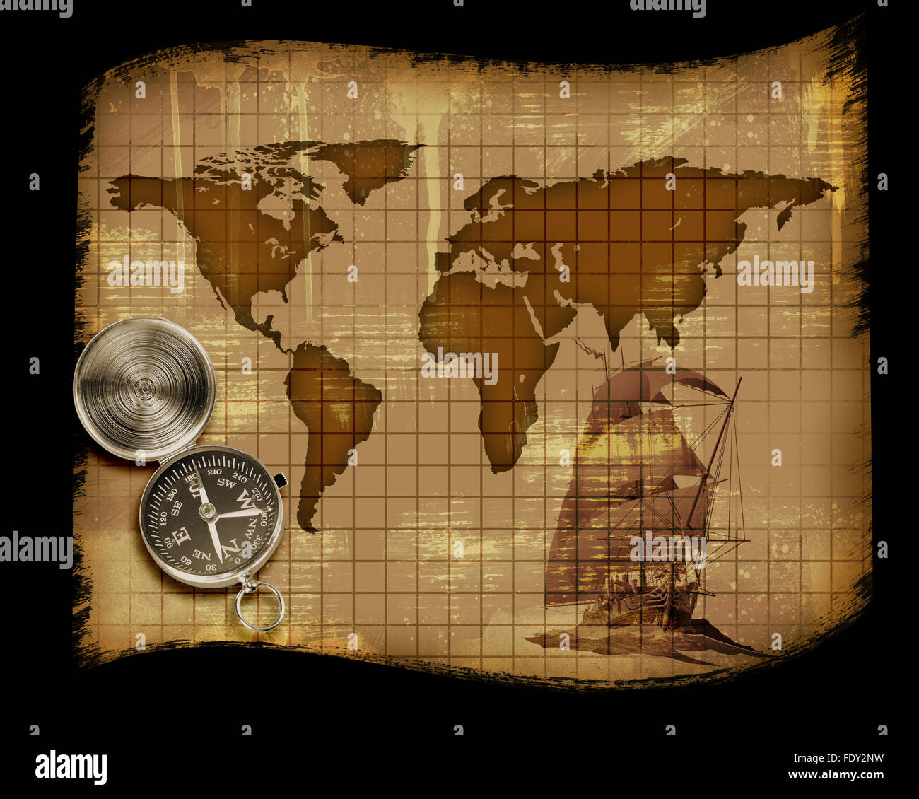 Image of an old paper world map Stock Photo - Alamy