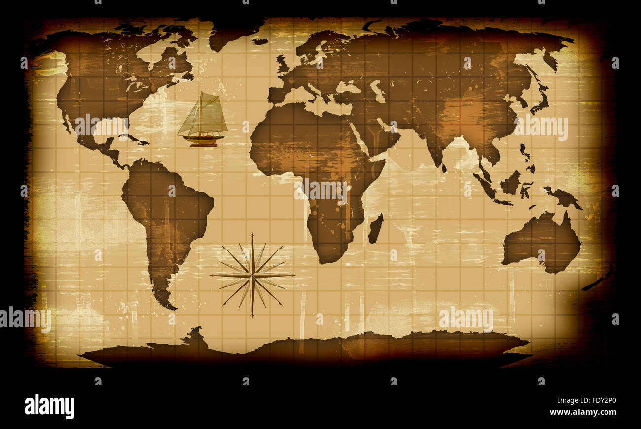 Image of an old paper world map Stock Photo - Alamy