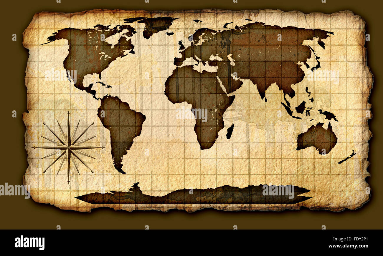 Image of an old paper world map Stock Photo - Alamy