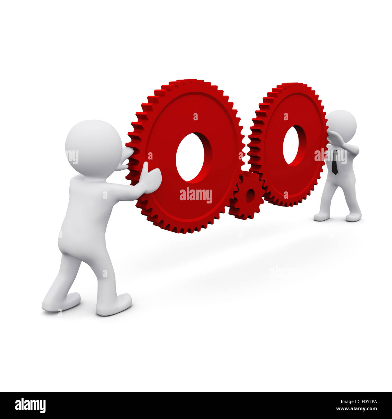 two 3D men working with wheel mechanism Stock Photo - Alamy