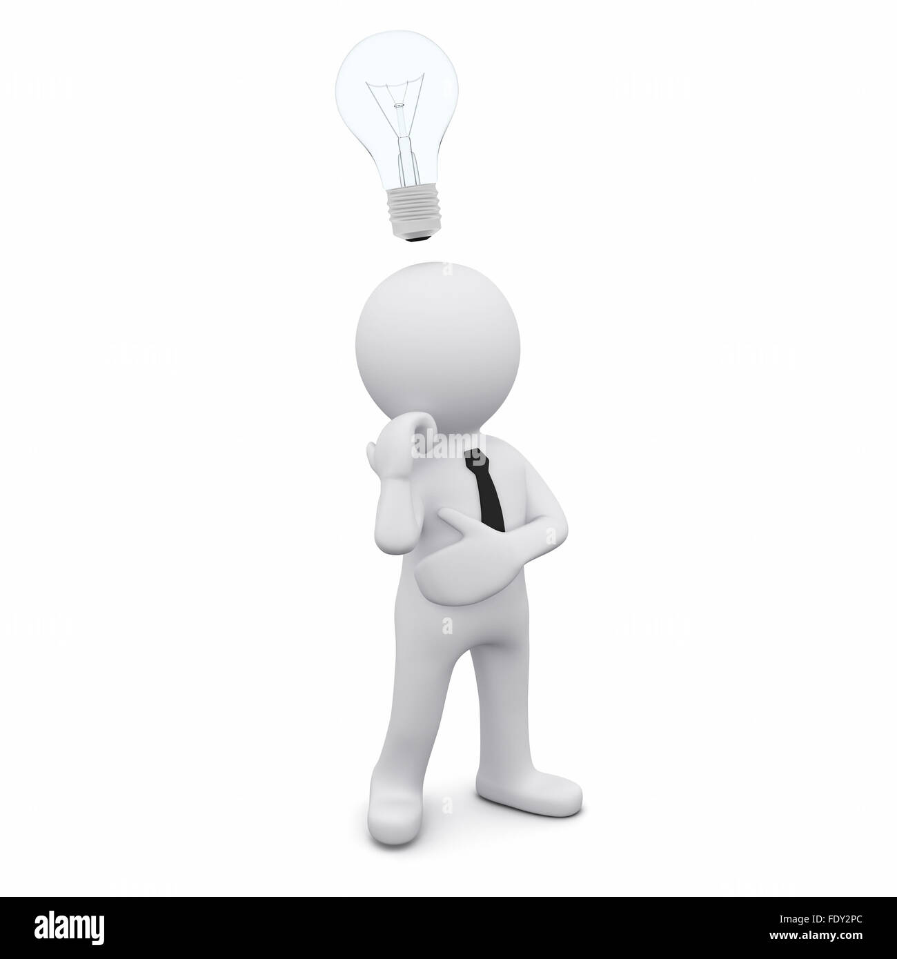 3D man with a light bulb as a symbol of creativity Stock Photo - Alamy