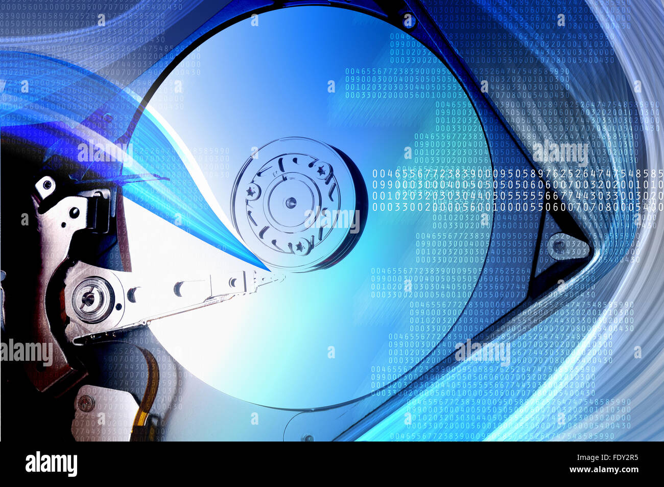 Hard drive with an abstract blue background Stock Photo - Alamy