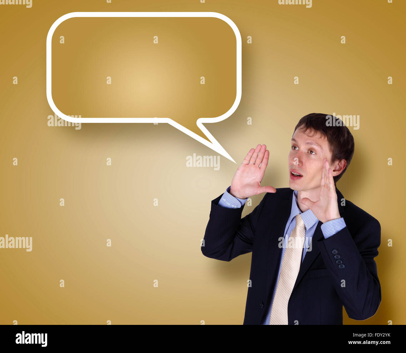 Image of businessman in suit talking and shouting Stock Photo - Alamy