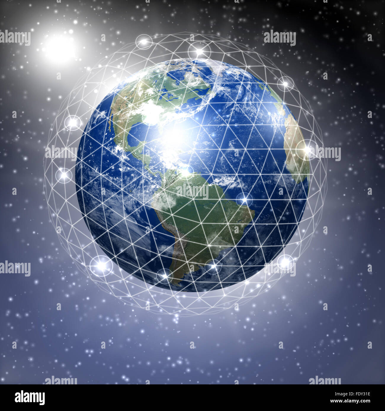 our planet earth with communication links around Stock Photo - Alamy