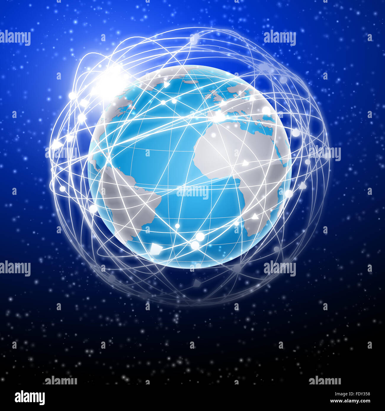 our planet earth with communication links around Stock Photo - Alamy