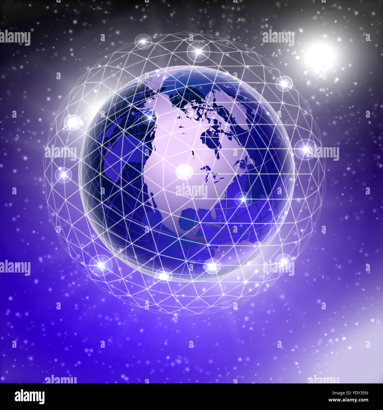 our planet earth with communication links around Stock Photo - Alamy