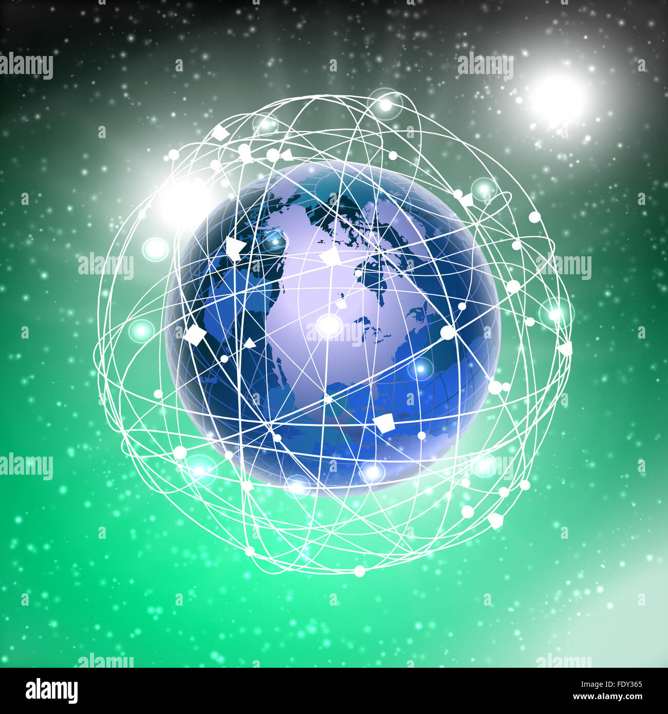 our planet earth with communication links around Stock Photo - Alamy
