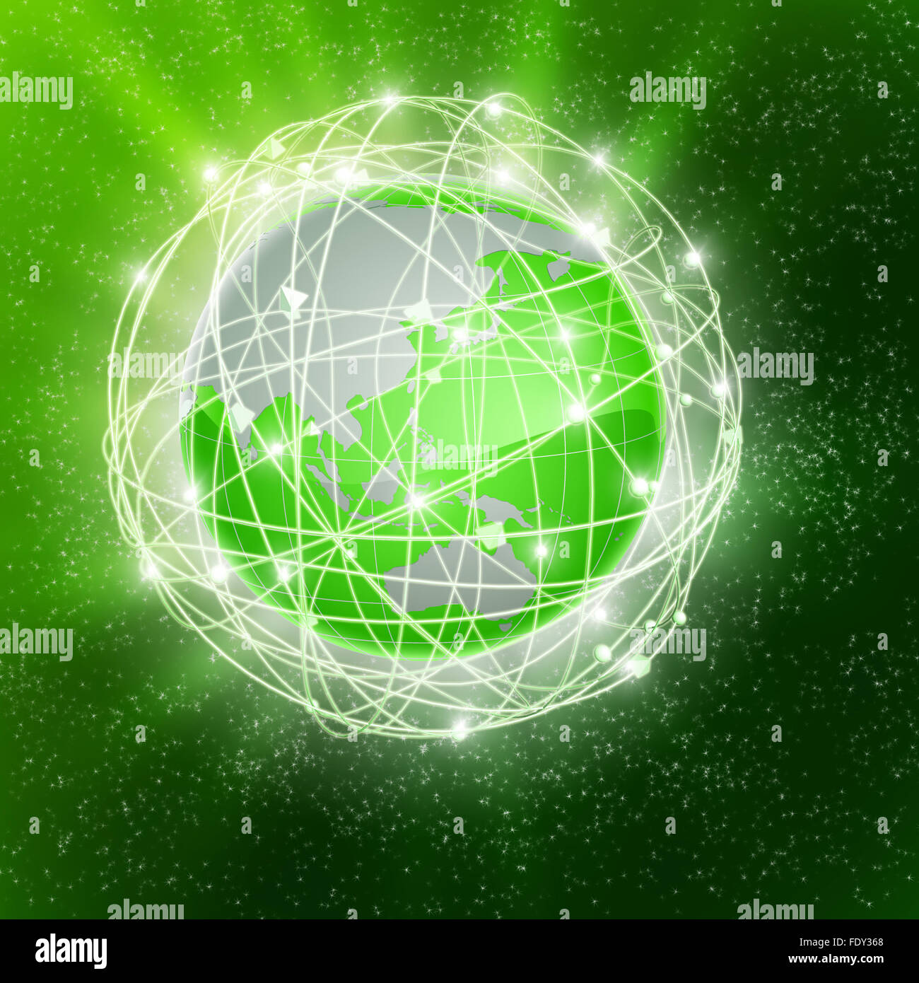 our planet earth with communication links around Stock Photo - Alamy