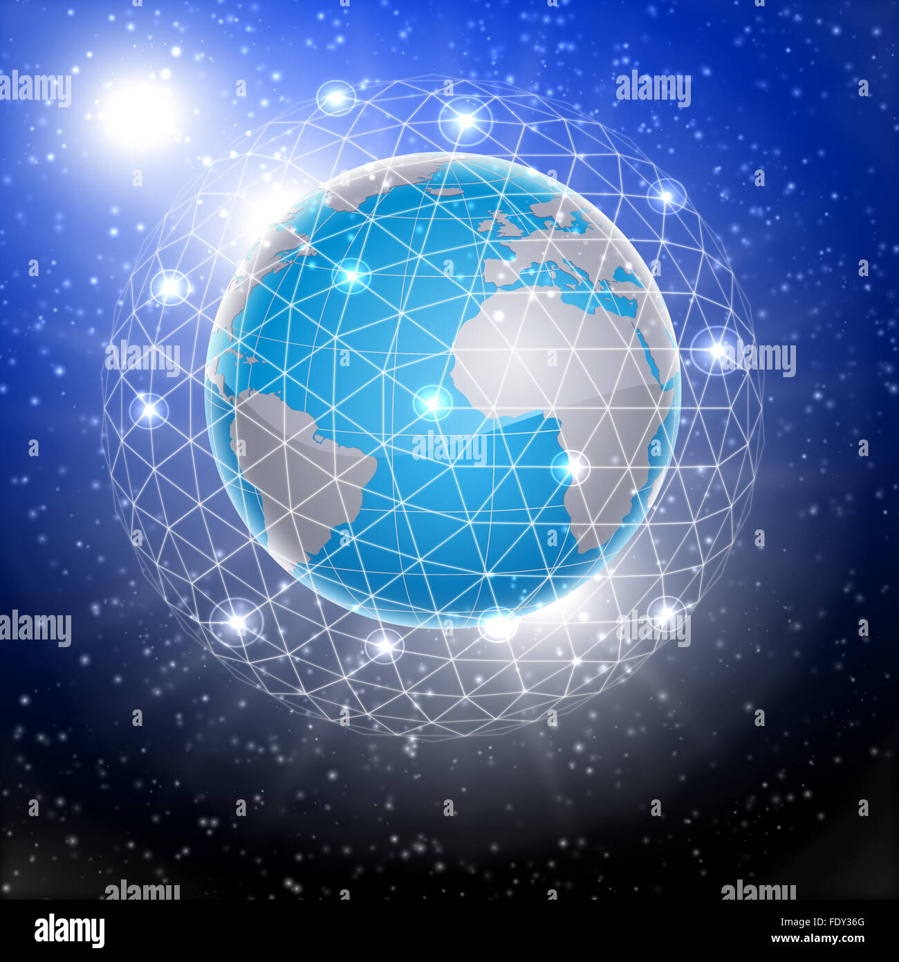 Earth and the communication on its surface. A symbol of high-speed and ...