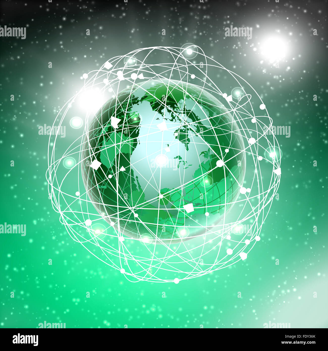 Earth and the communication on its surface. A symbol of high-speed and ...