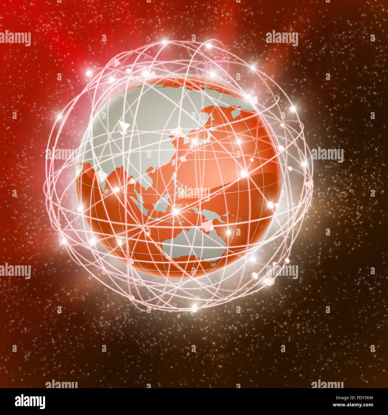 Earth and the communication on its surface. A symbol of high-speed and ...