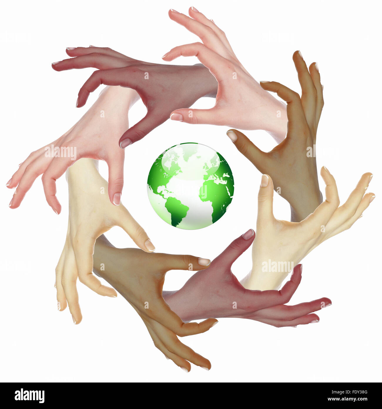 human hand in a circle and symbol of our planet Stock Photo - Alamy