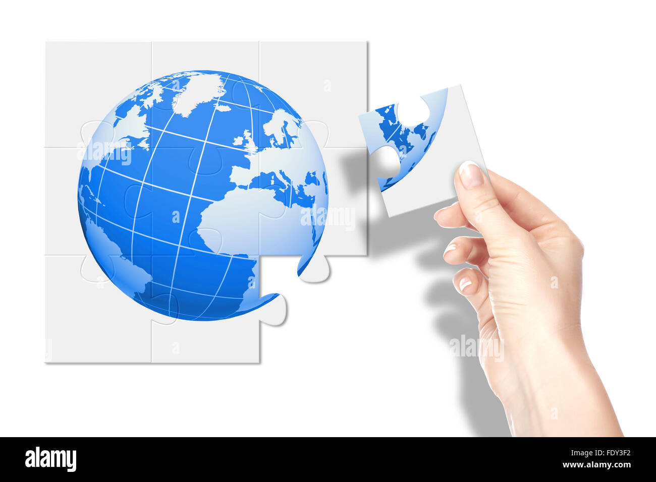 Image of a puzzle with blue sky and white clouds Stock Photo - Alamy