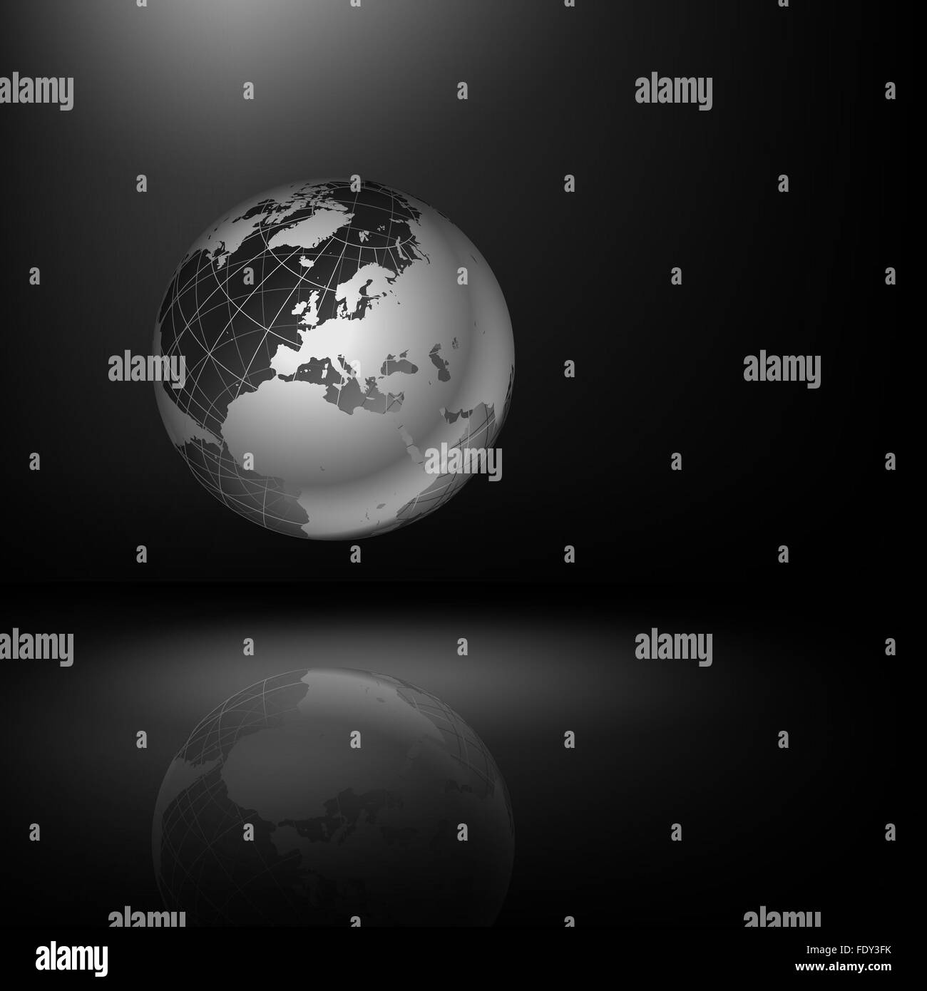 Abstract background - a reflection of a world map on the shiny surface ...