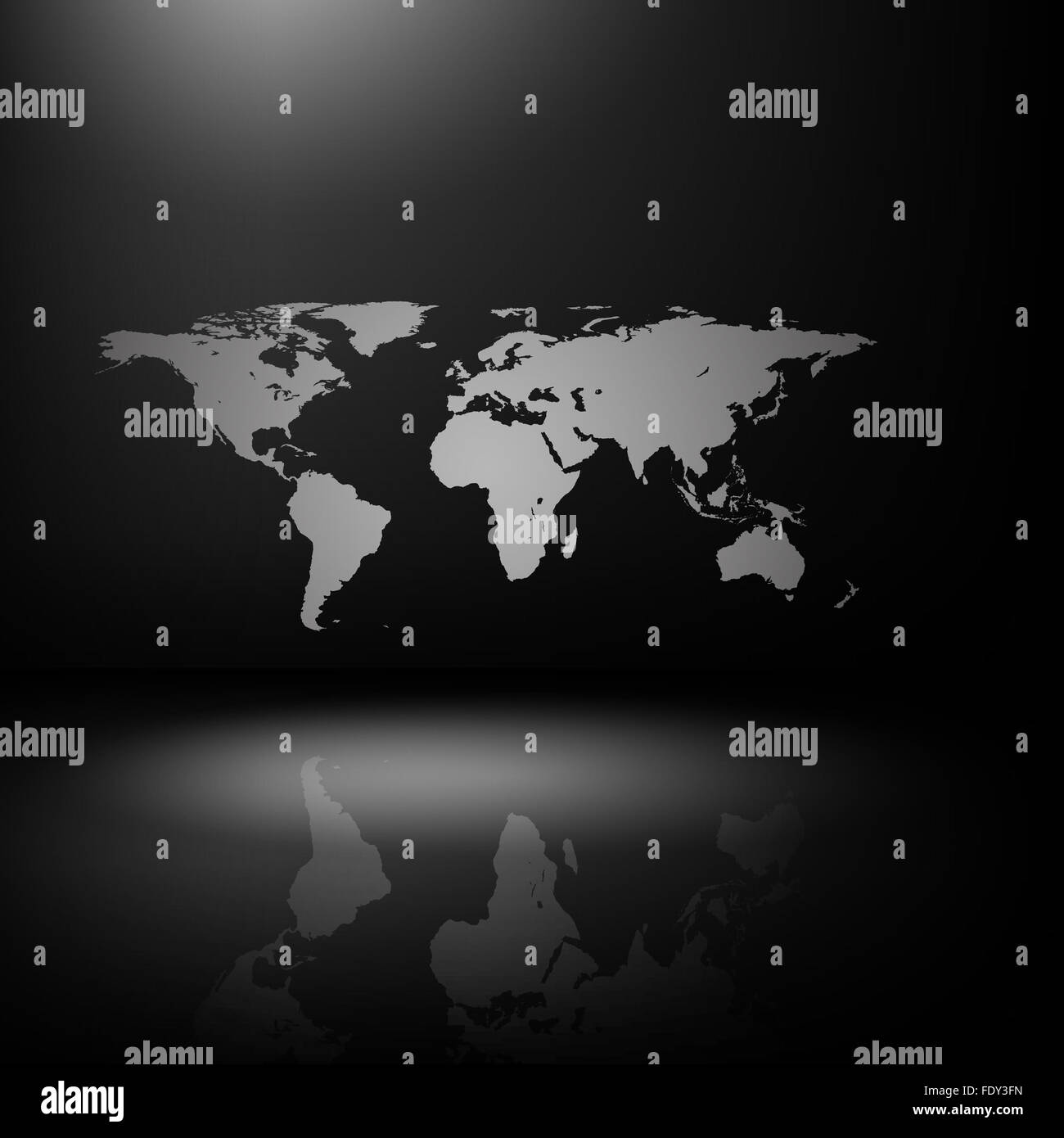 Abstract background - a reflection of a world map on the shiny surface ...