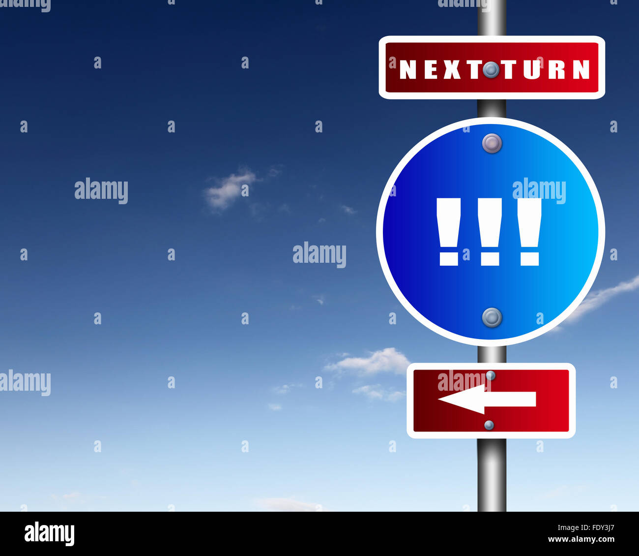 Image of road sign agaisnt blue sky Stock Photo - Alamy