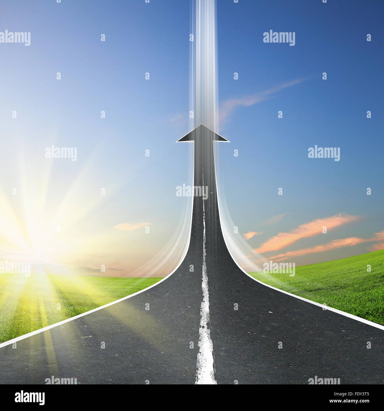 highway road going up as an arrow Stock Photo - Alamy