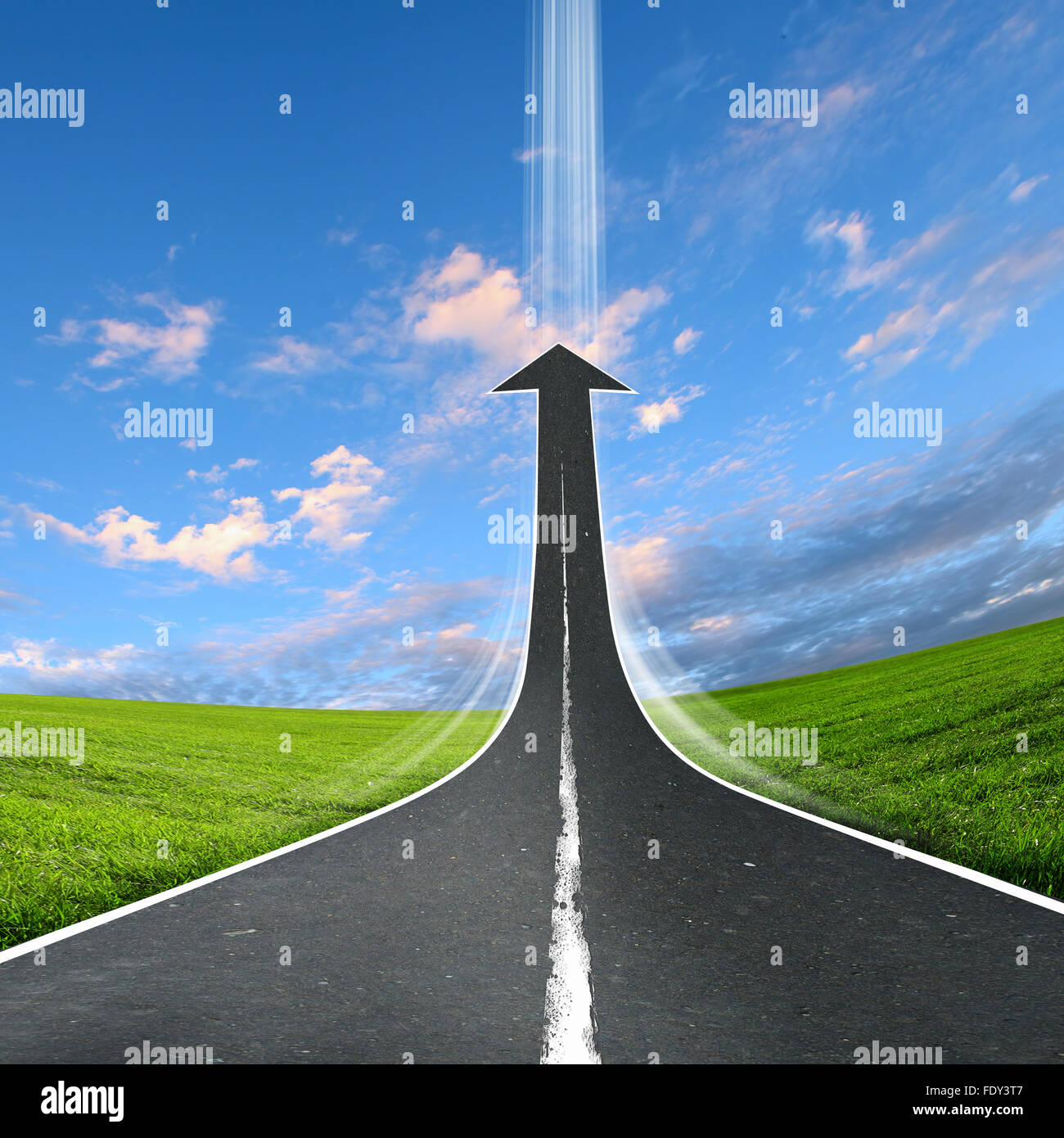 highway road going up as an arrow Stock Photo - Alamy