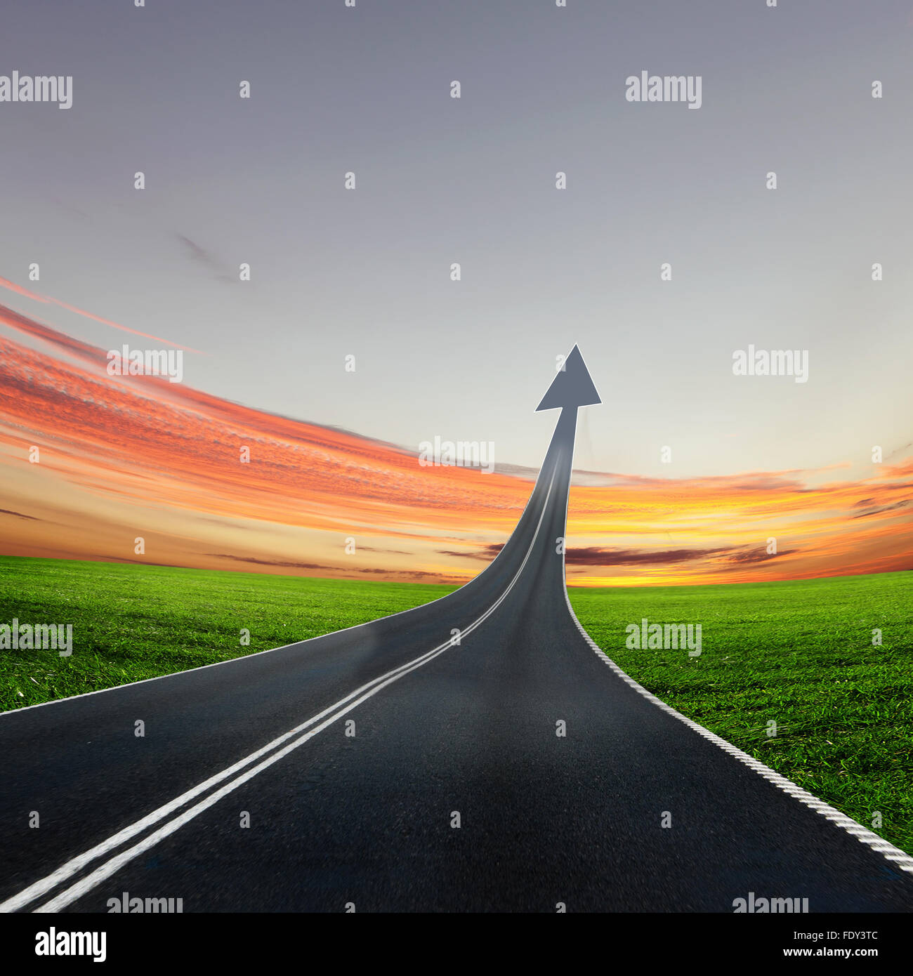3d illustration asphalt road arrow hi-res stock photography and images ...