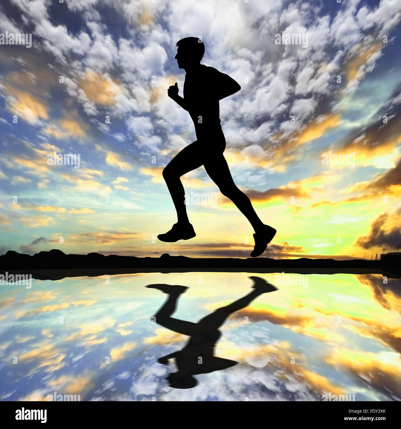 Man running sunset together road hi-res stock photography and images ...