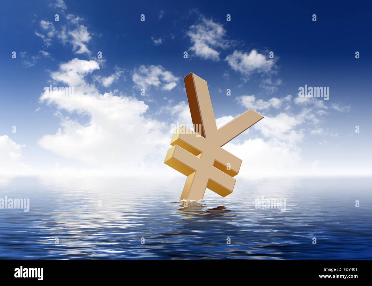 Currency symbols floating on blue sea waves Stock Photo - Alamy