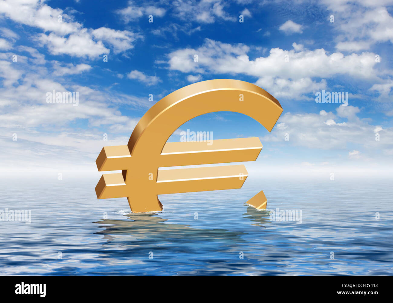 Currency symbols floating on blue sea waves Stock Photo - Alamy