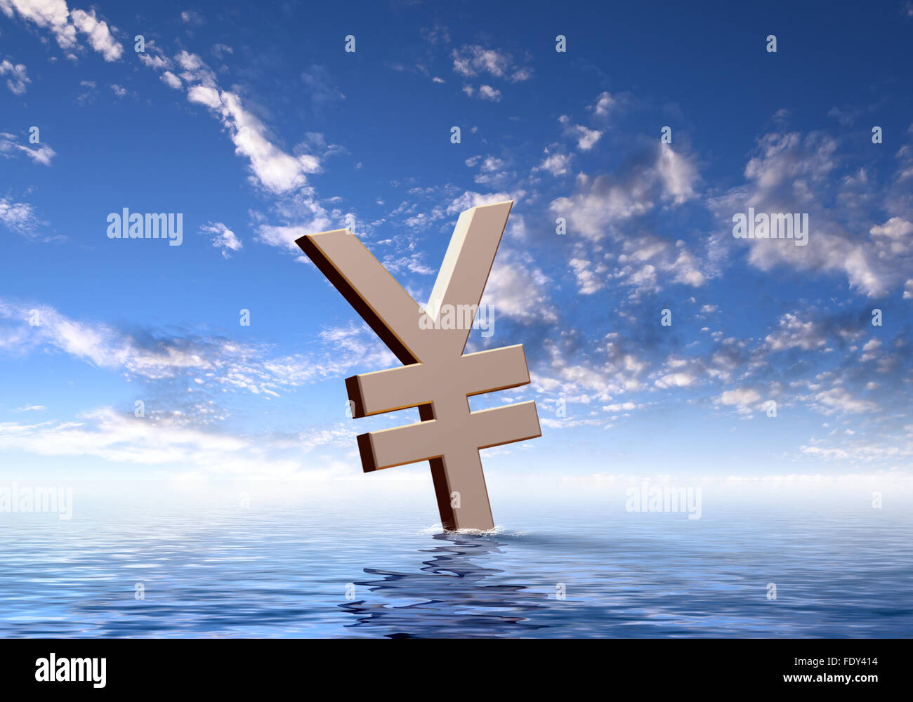 Currency symbols floating on blue sea waves Stock Photo - Alamy