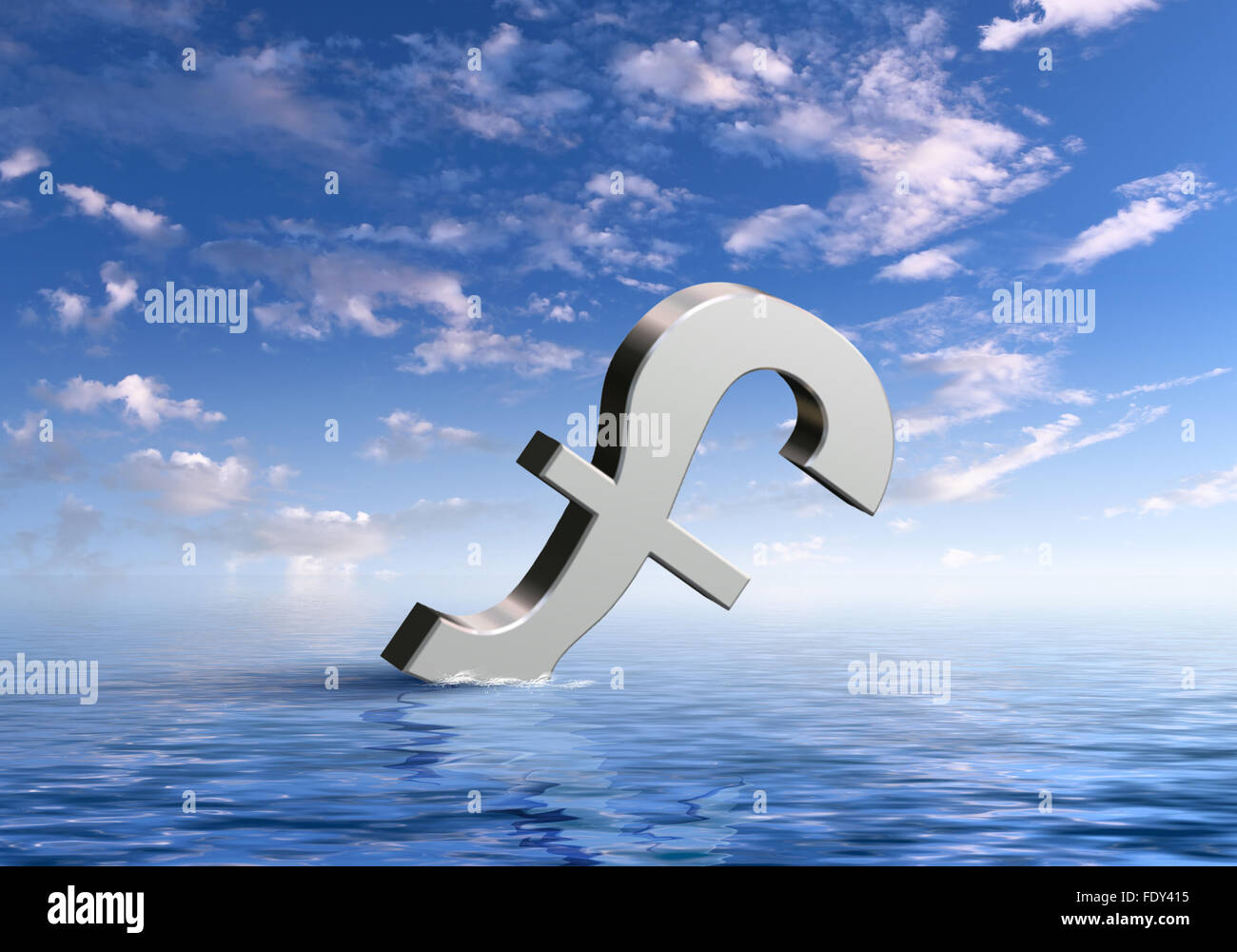 Currency symbols floating on blue sea waves Stock Photo - Alamy