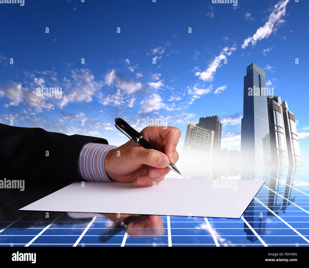 Image of a businessman hand signing documents Stock Photo - Alamy