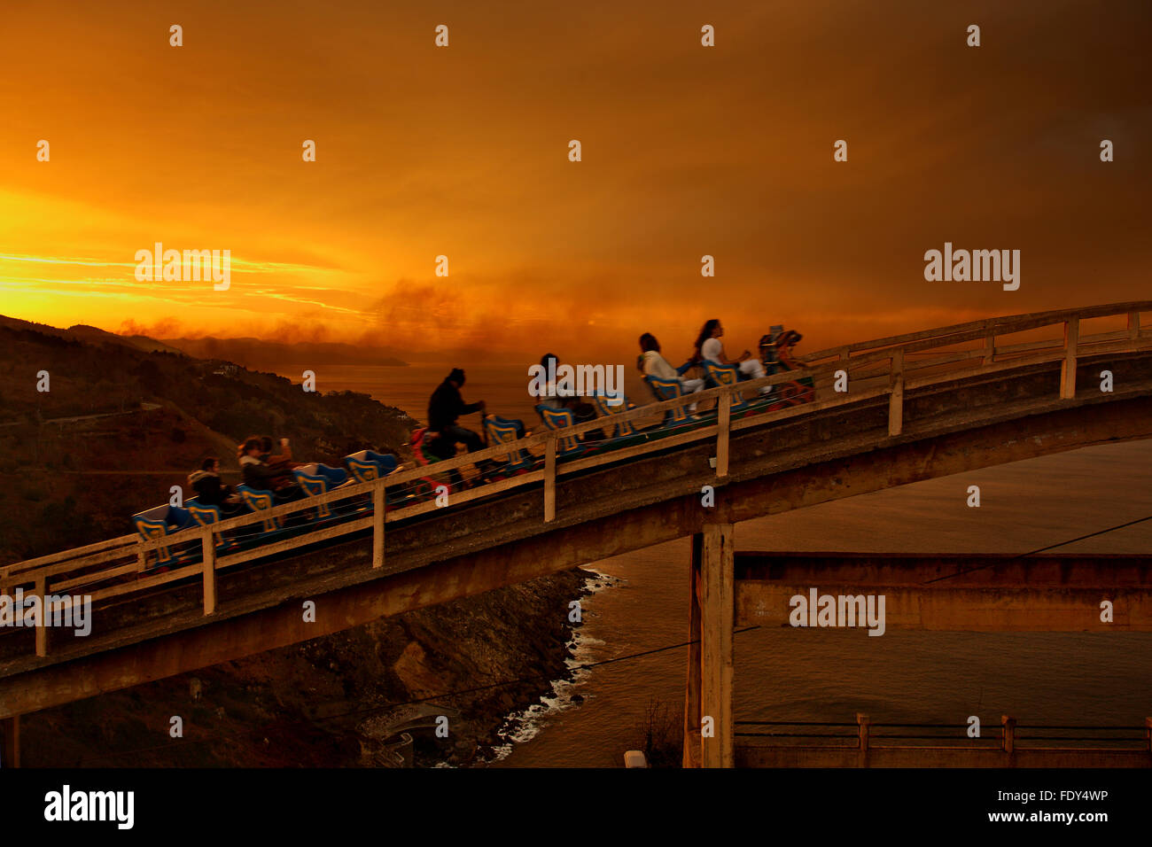 The old fashioned Roller coaster in the Parque de Atracciones Monte ...