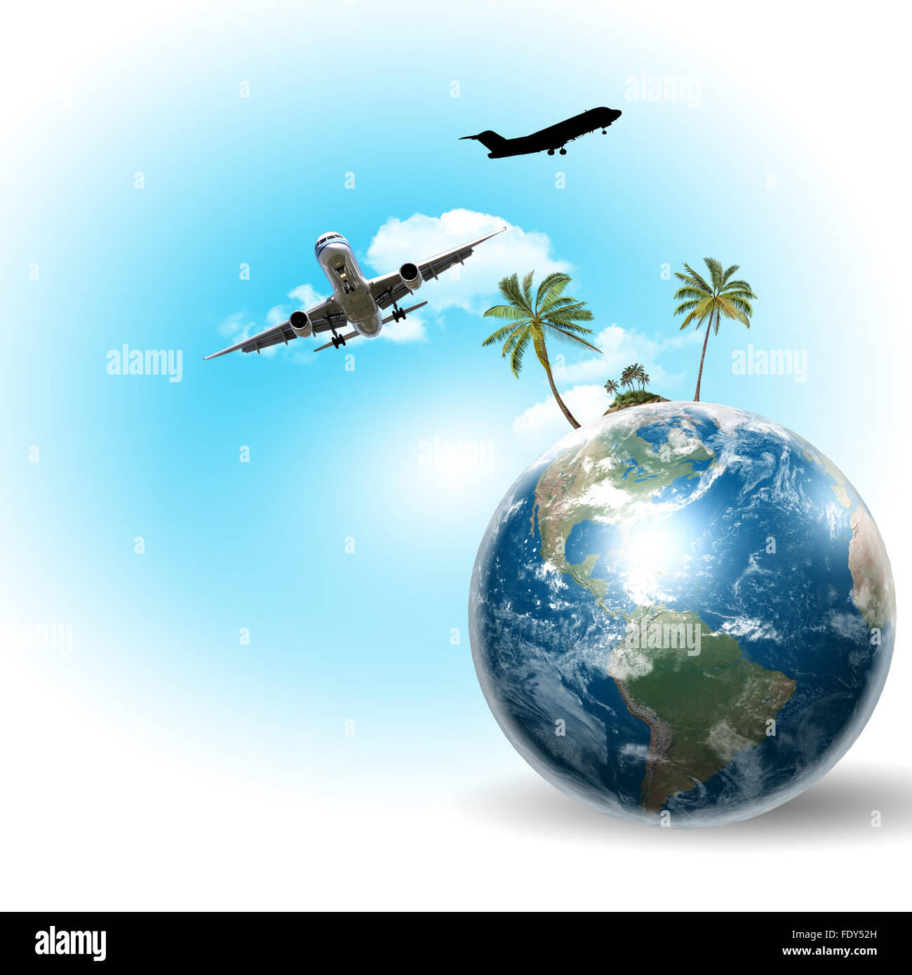 Collage about tourism and travel with planet earth and plane Stock ...