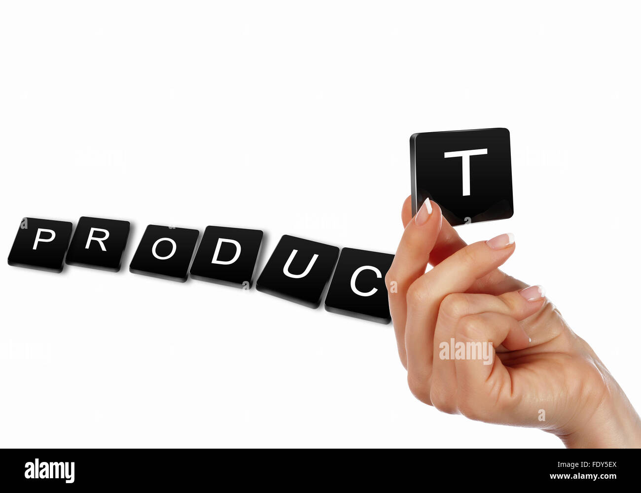 human hand making a business word puzzle Stock Photo - Alamy