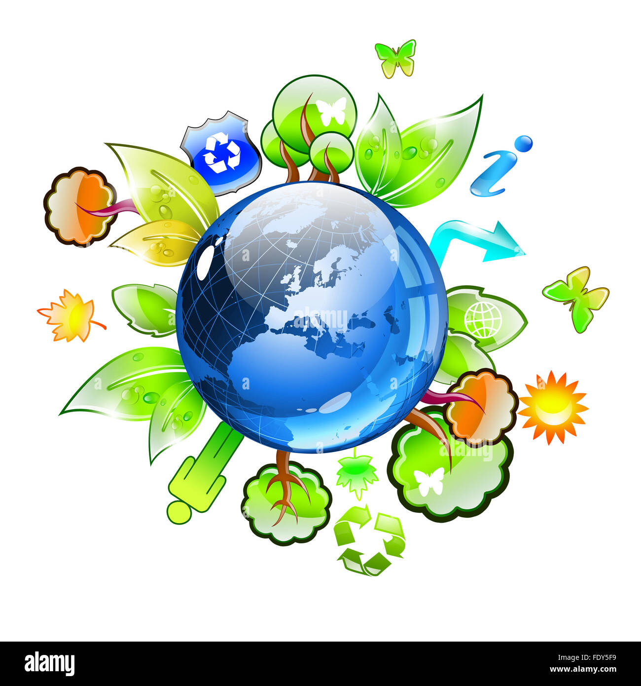 Green background trees flowers Cut Out Stock Images & Pictures - Alamy