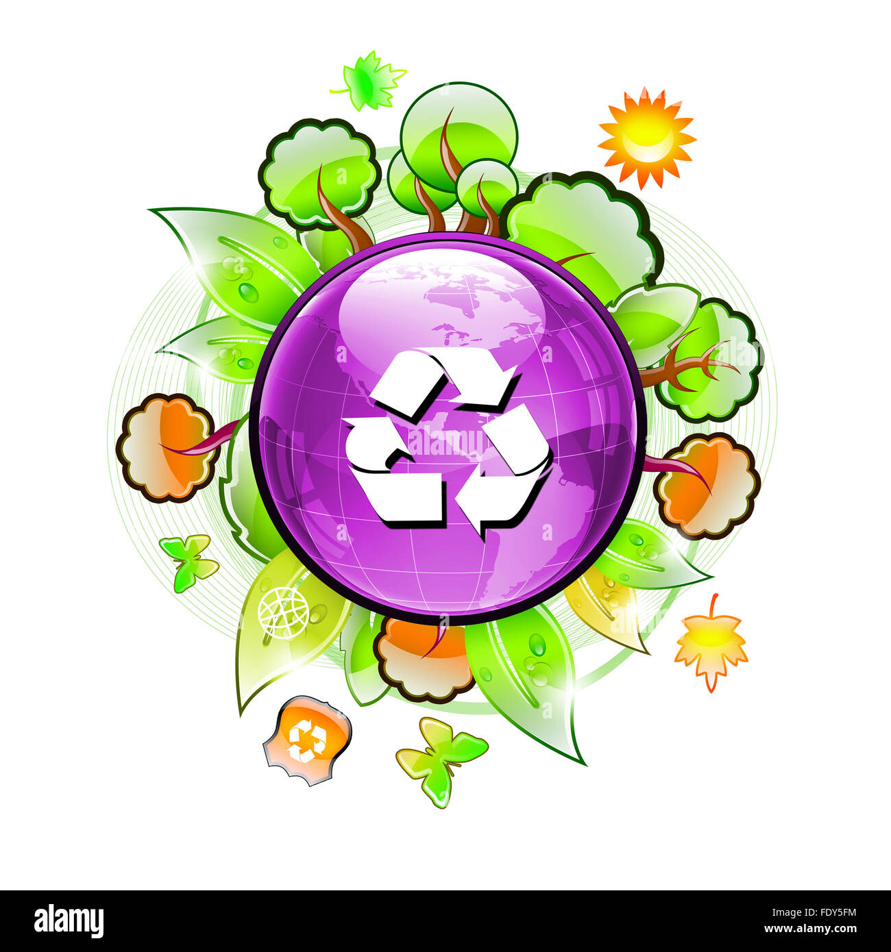 Green background trees flowers Cut Out Stock Images & Pictures - Alamy