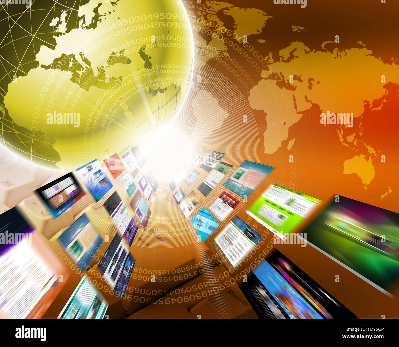 Abstract image of media streams. Symbol of the Internet and ...