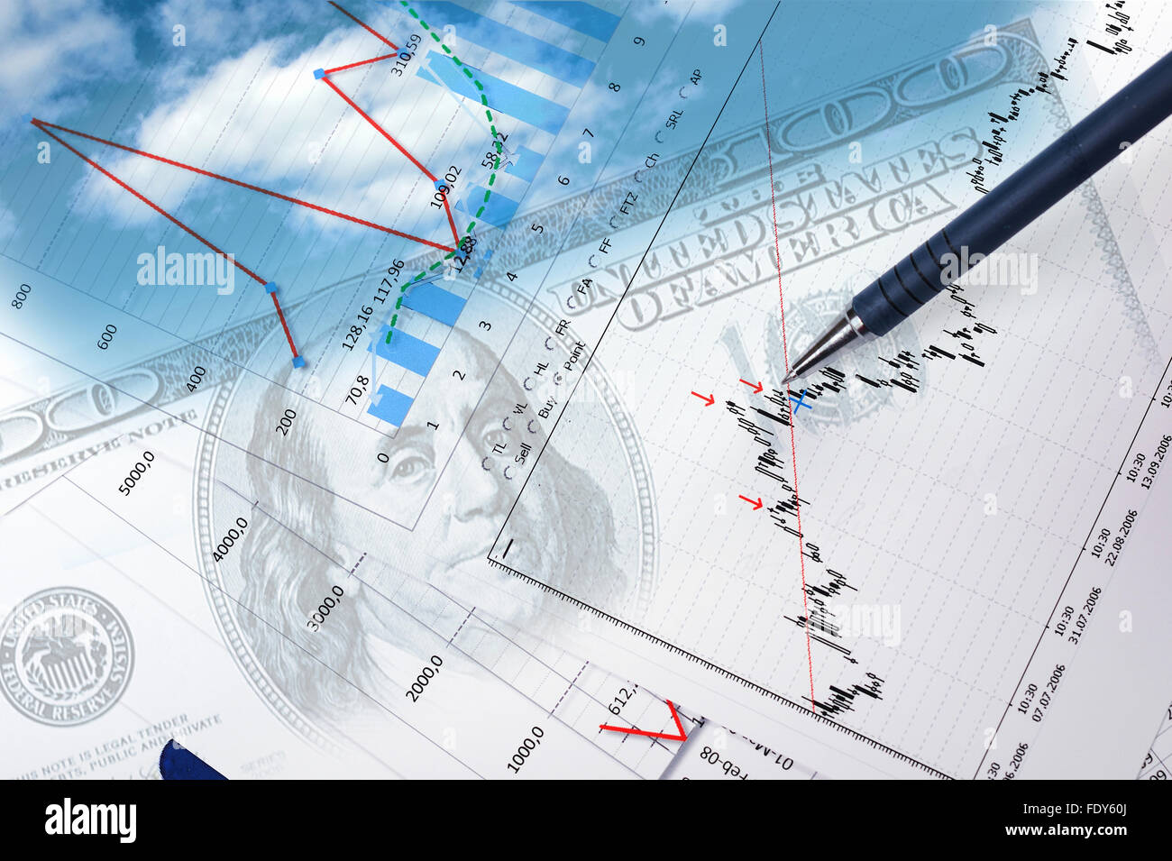valuable papers, charts and diagrams - a collage Stock Photo - Alamy