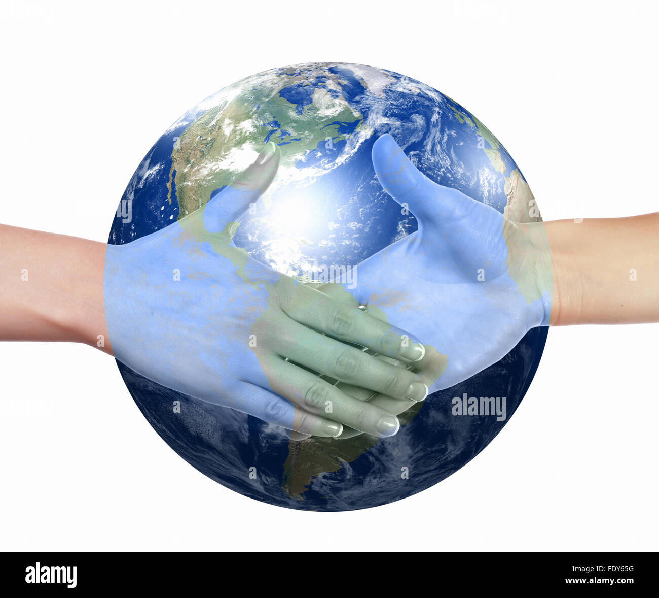 Business handshake on the background of the Earth. The symbol of a ...